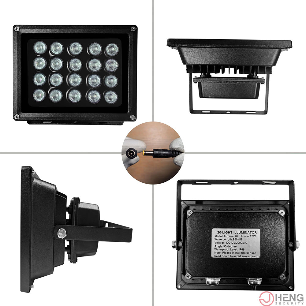 JCHENG SECURITY JC Infrared Illuminator, 20 LEDs 90 Degree Wide Angle ...